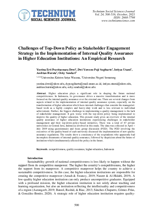 (PDF) Challenges of Top-Down Policy as Stakeholder Engagement Strategy ...