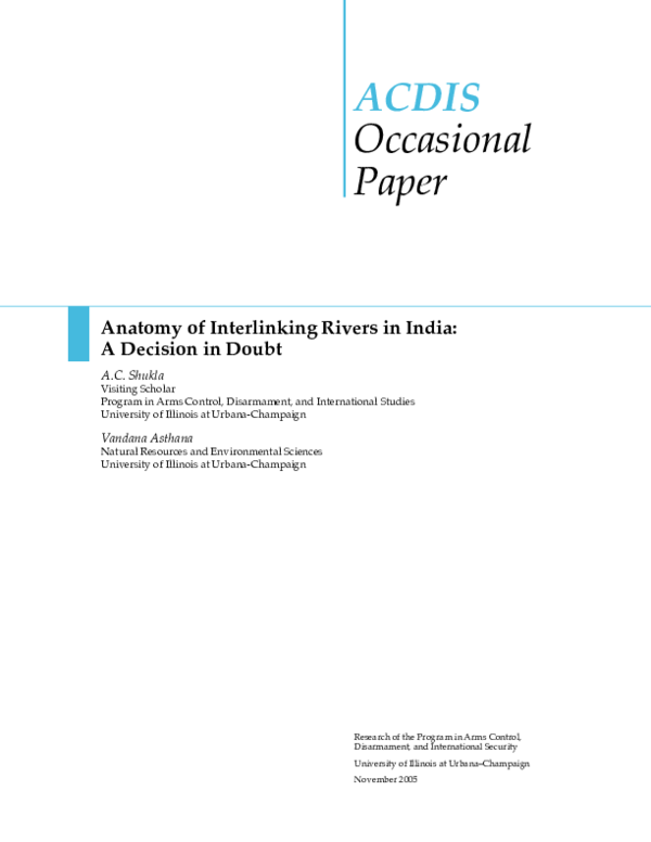 (PDF) Anatomy of interlinking rivers in India: a decision in doubt