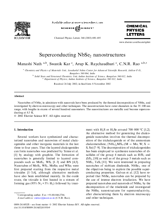 (PDF) Superconducting NbSe2 nanostructures