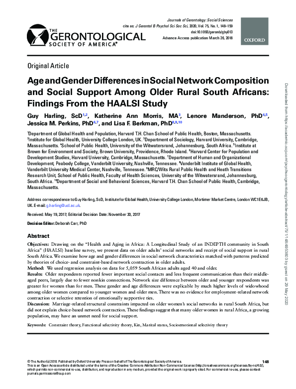 (PDF) Age and Gender Differences in Social Network Composition and ...