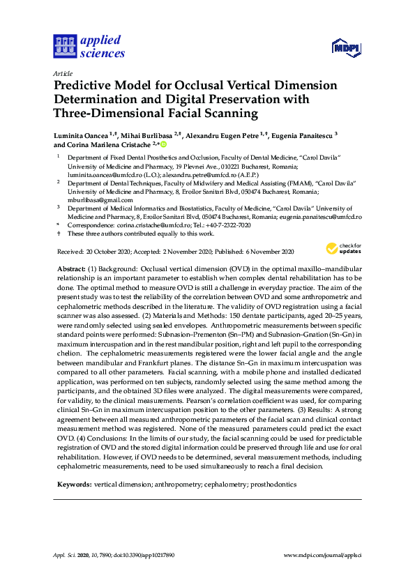 (PDF) Predictive Model for Occlusal Vertical Dimension Determination ...