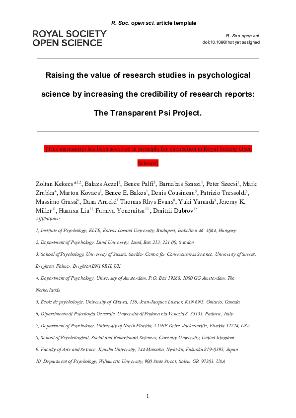 (PDF) Raising the value of research studies in psychological science by ...