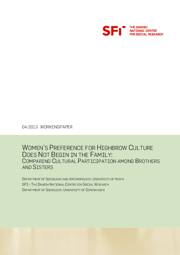 (PDF) Women's Preference for Highbrow Culture Does Not Begin in the ...