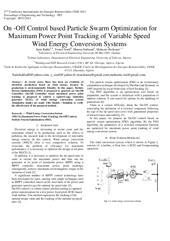 Pdf On Off Control Based Particle Swarm Optimization For Maximum