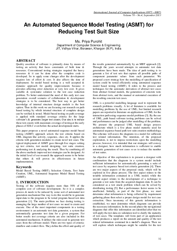 Pdf An Automated Sequence Model Testing Asmt For Reducing Test Suit Size