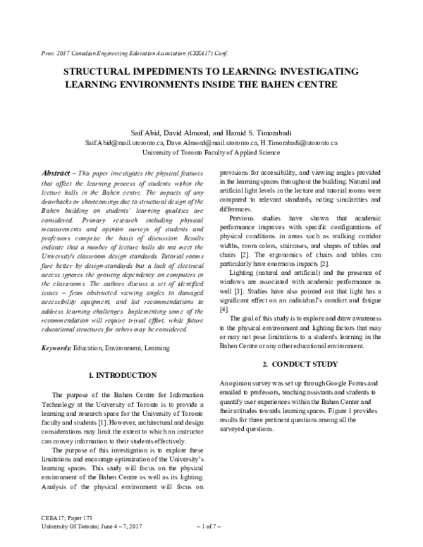 (PDF) Structural Impediments to Learning: Investigating Learning ...