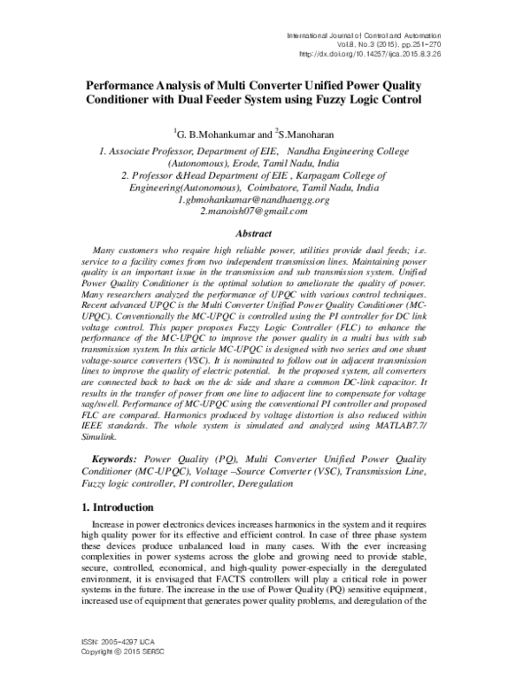 (PDF) Performance Analysis of Multi Converter Unified Power Quality Conditioner with Dual Feeder ...