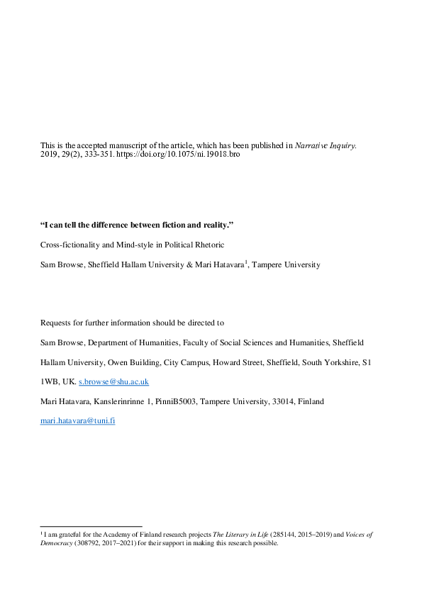 (PDF) “I can tell the difference between fiction and reality”