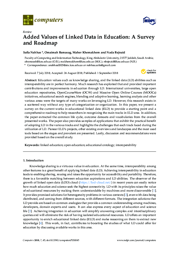 PDF Added Values Of Linked Data In Education A Survey And Roadmap pdf-added-values-of-linked-data-in-education-a-survey-and-roadmap