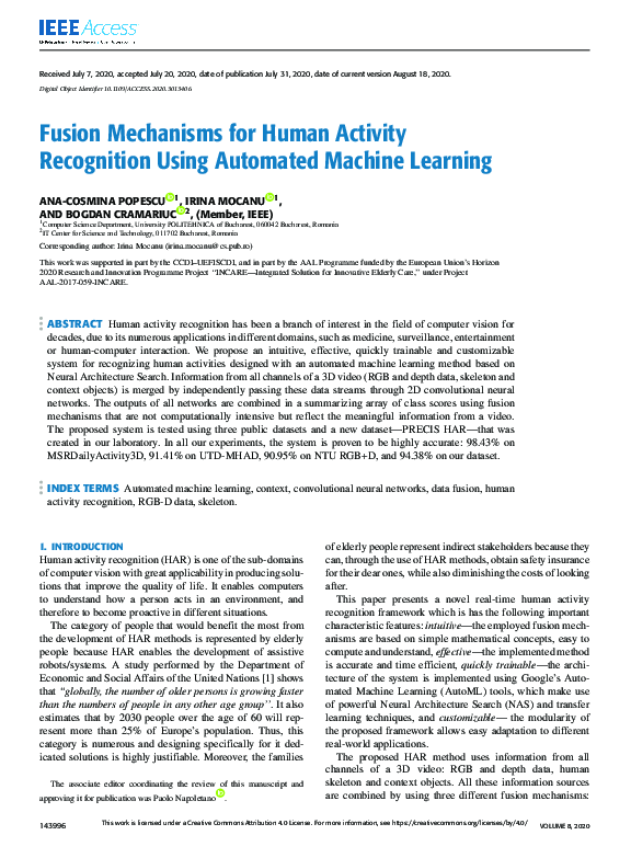 (PDF) Fusion Mechanisms for Human Activity Recognition Using Automated ...