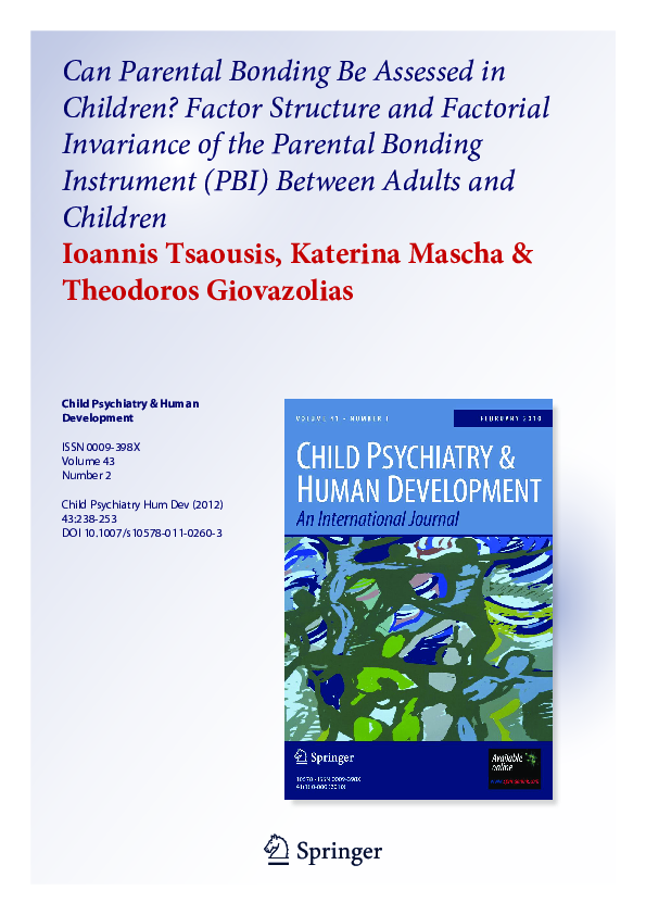(PDF) Can Parental Bonding Be Assessed in Children? Factor Structure ...