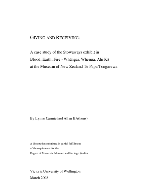 (PDF) Giving and Receiving: A Case Study of the Stowaways Exhibit in ...