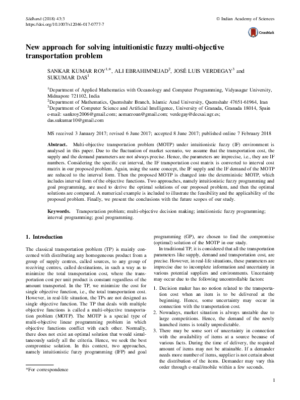 Pdf New Approach For Solving Intuitionistic Fuzzy Multi Objective
