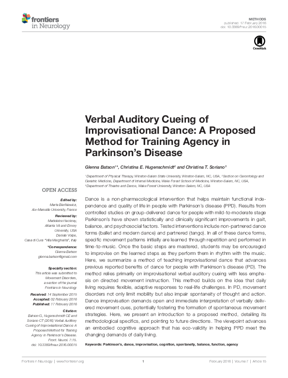 (PDF) Verbal Auditory Cueing of Improvisational Dance: A Proposed ...