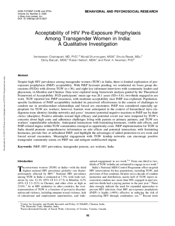 (PDF) Acceptability of HIV Pre-exposure Prophylaxis (PREP) Among People ...