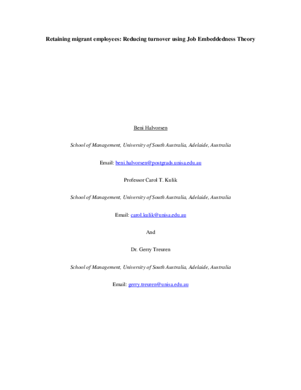 (PDF) Retaining migrant employees: Reducing turnover using Job ...
