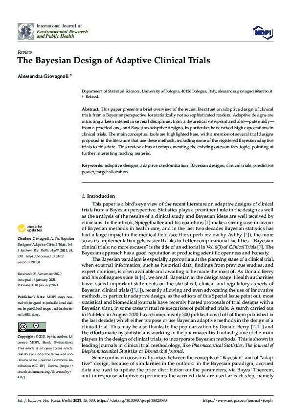 (PDF) The Bayesian Design of Adaptive Clinical Trials