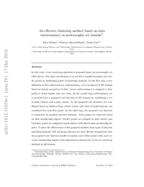 Pdf An Effective Clustering Method Based On Data Indeterminacy In