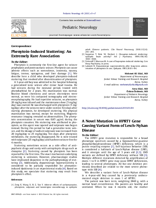 (PDF) A Novel Mutation in HPRT1 Gene Causing Variant Form of Lesch ...