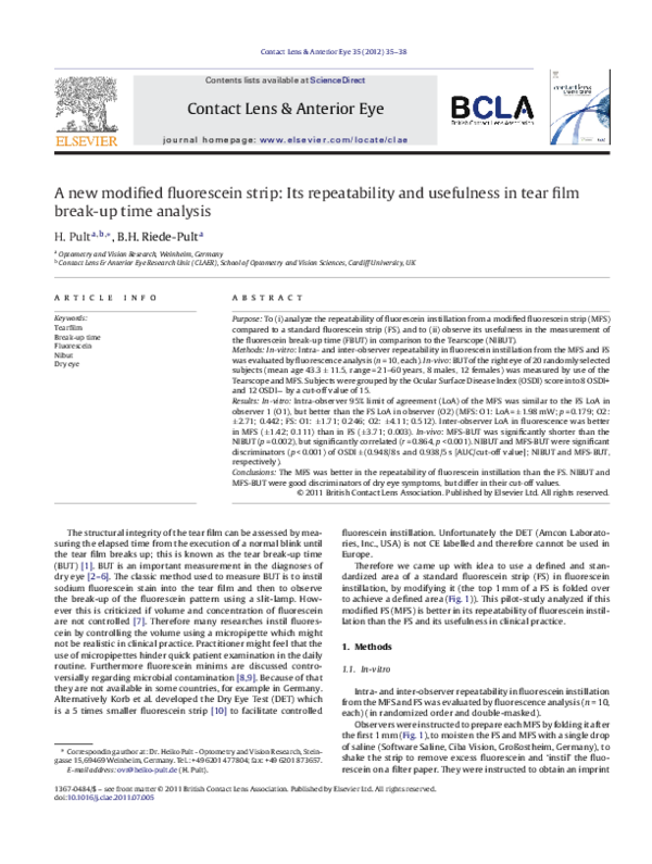 (PDF) A new modified fluorescein strip: Its repeatability and ...