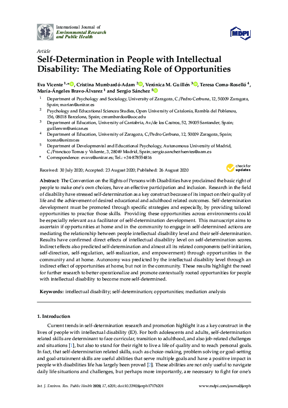 (PDF) Self-Determination in People with Intellectual Disability: The ...