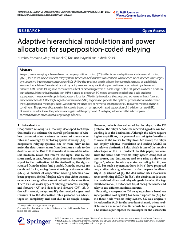 (PDF) Adaptive hierarchical modulation and power allocation for superposition-coded relaying ...