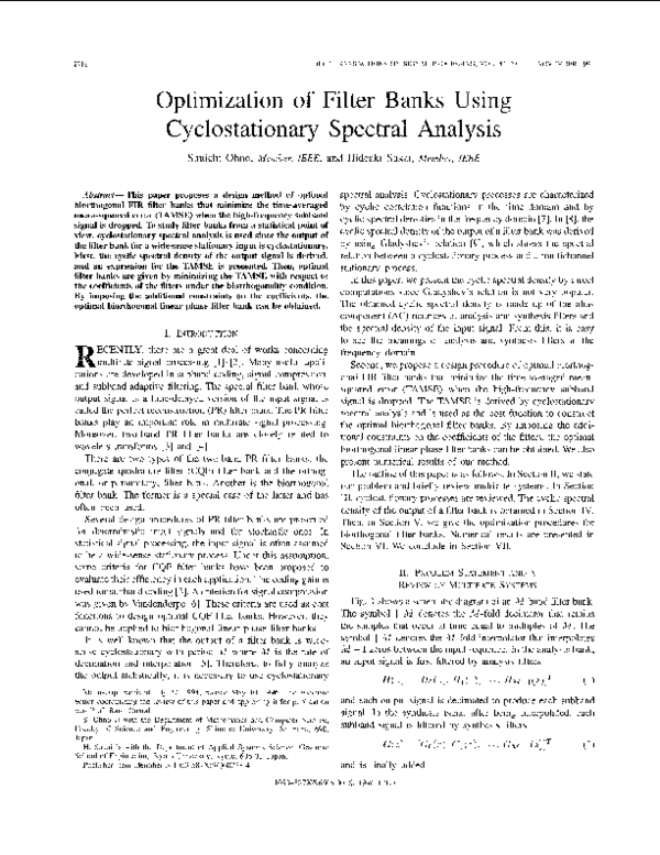 (PDF) Optimization of filter banks using cyclostationary spectral analysis