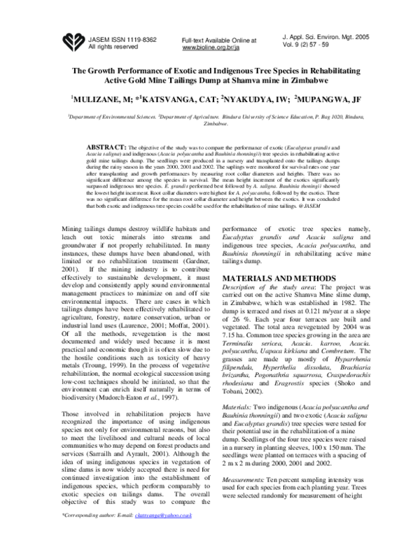 (PDF) The growth performance of exotic and indigenous tree species in ...