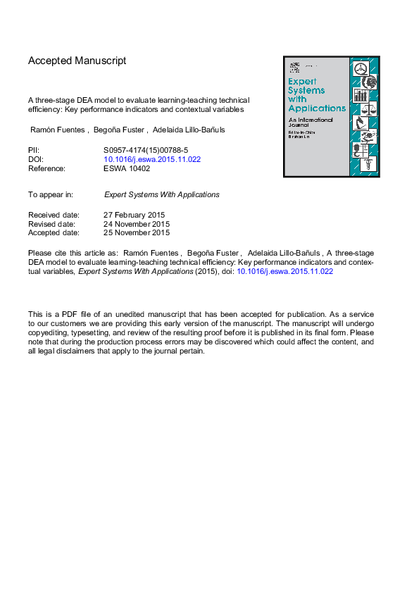 (PDF) A three-stage DEA model to evaluate learning-teaching technical ...