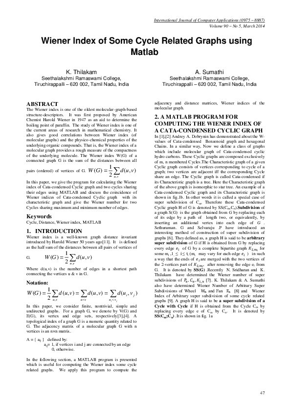 (PDF) Wiener Index of Some Cycle Related Graphs using Matlab