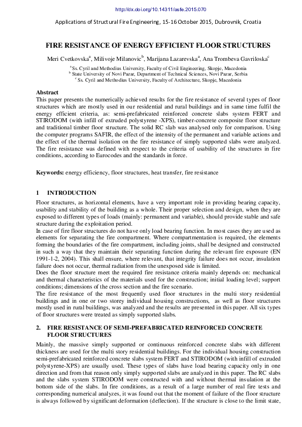 (PDF) Fire Resistance of Energy Efficient Floor Structures