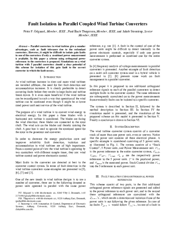 (PDF) Fault isolation in parallel coupled wind turbine converters