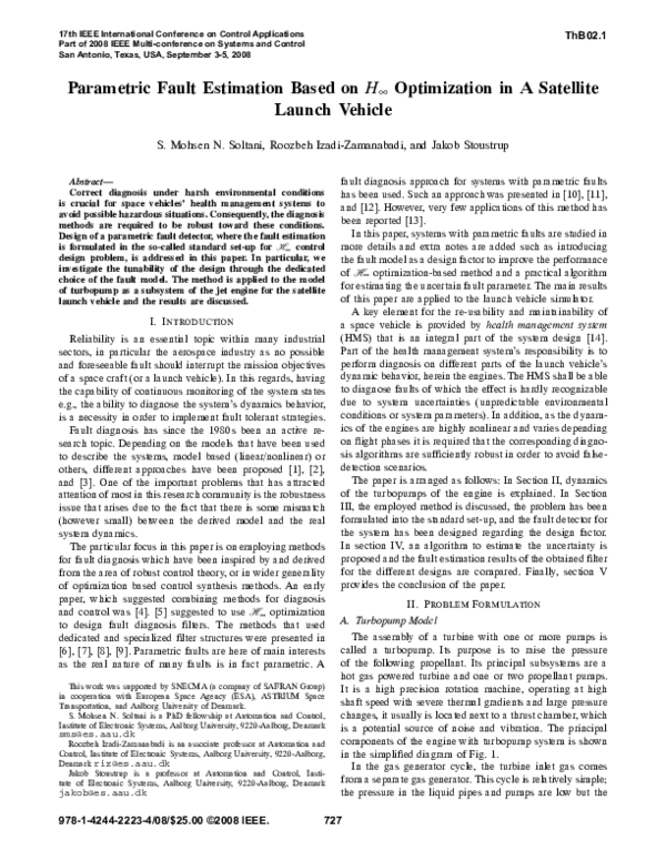 Pdf Parametric Fault Estimation Based On H∞ Optimization In A