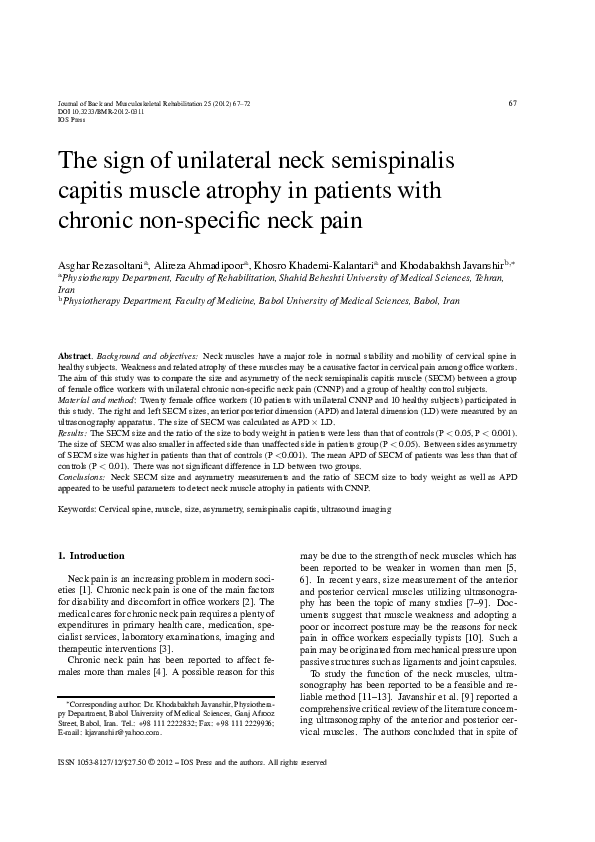 (PDF) The sign of unilateral neck semispinalis capitis muscle atrophy ...