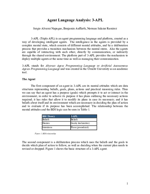 (PDF) Agent Language Analysis: 3-APL