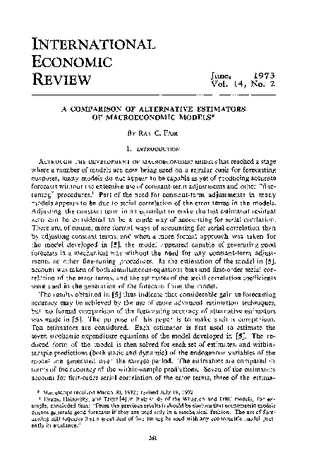 Pdf A Comparison Of Alternative Estimators Of Macroeconomic Models