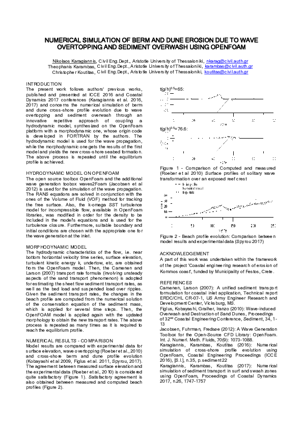 Pdf Numerical Simulation Of Berm And Dune Erosion Due To Wave