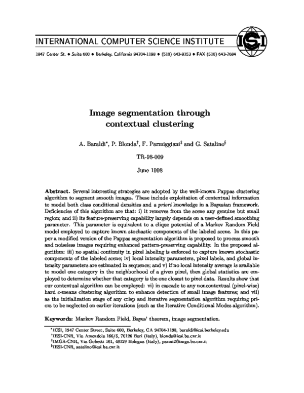 (PDF) Image Segmentation Through Contextual Clustering