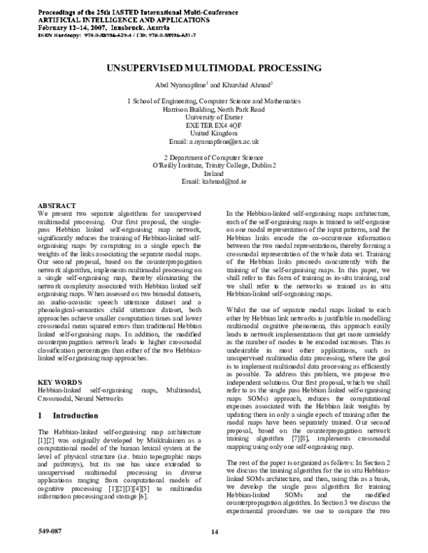 (PDF) Unsupervised multimodal processing