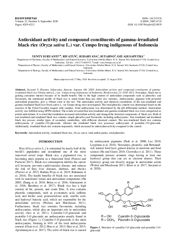 (PDF) Antioxidant activity and compound constituents of gamma-irradiated black rice (Oryza ...