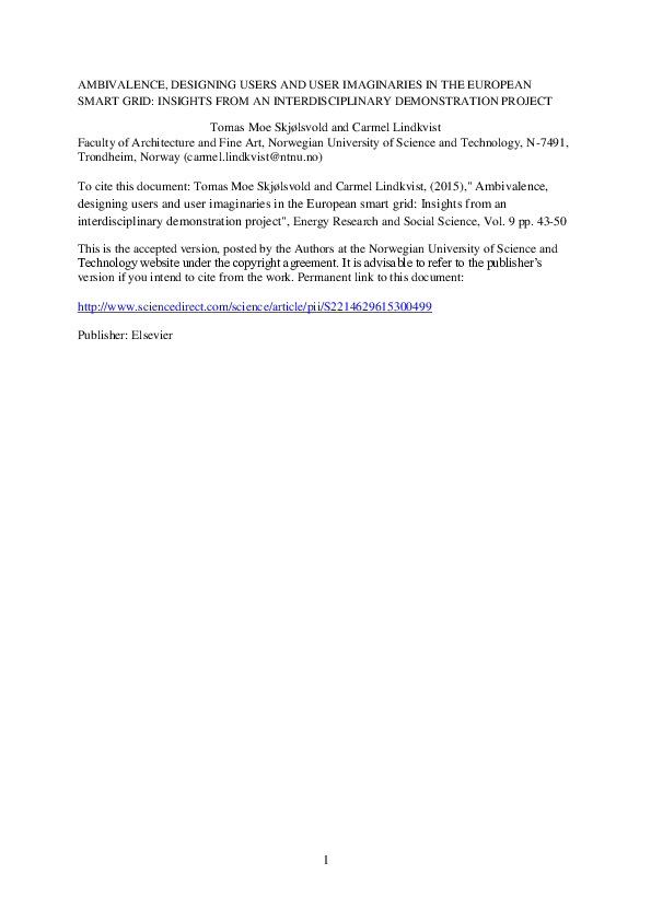 (PDF) Ambivalence, designing users and user imaginaries in the European ...