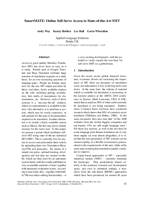 (PDF) SmartMATE: Online Self-Serve Access to State-of-the-Art SMT