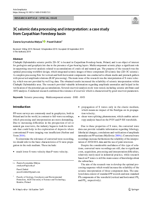 (PDF) 3C seismic data processing and interpretation: a case study from ...