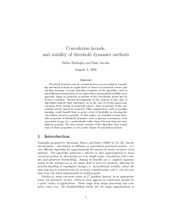 (PDF) Convolution Kernels and Stability of Threshold Dynamics Methods