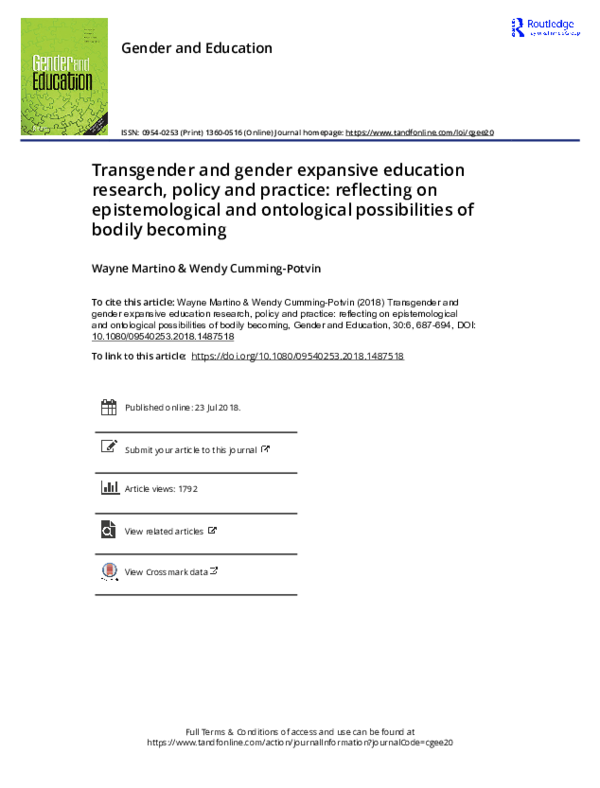 (PDF) Transgender and gender expansive education research, policy and ...