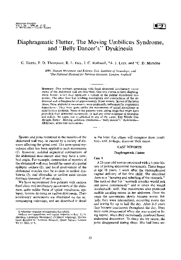 (PDF) Diaphragmatic flutter, the moving umbilicus syndrome, and ?belly ...
