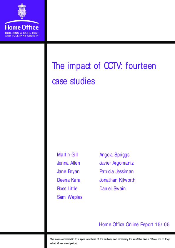 (PDF) The Impact of CCTV: Fourteen Case Studies
