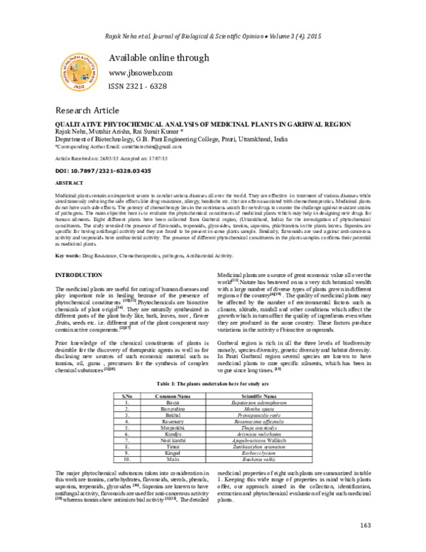 (PDF) Qualitative Phytochemical Analysis of Medicinal Plants in Garhwal ...
