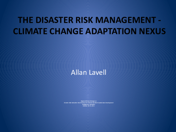 (PPT) The Disaster Risk Management - Climate Change Adaptation Nexus