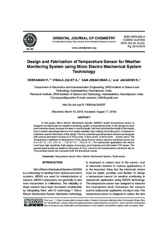 (PDF) Design and Fabrication of Temperature Sensor for Weather Monitoring System using MEMS ...